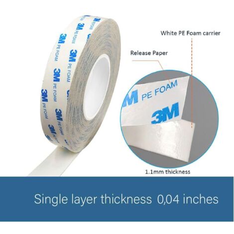 Ruban Adhésif Double Face 3M 1600T Pour Intérieur et Extérieur, Étanche, Ruban de Montage Pour ...