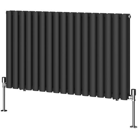 WarmeHaus Horizontal Oval Double Panel Black Radiator 600x1003mm
