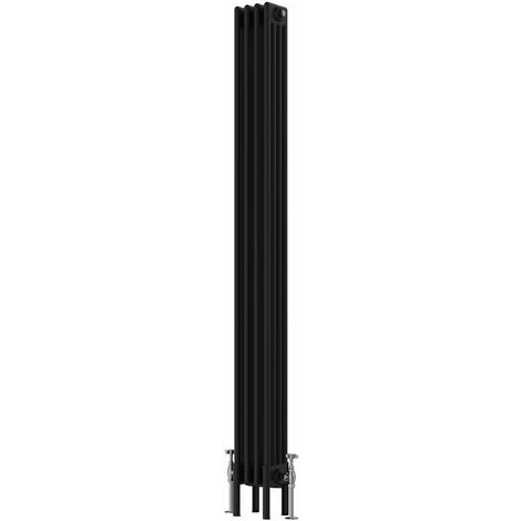 WarmeHaus Traditional Radiator 1800x200mm Black Vertical 4 Column