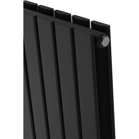 WarmeHaus Vertical 1800x408mm Flat Panel Radiator Black Double