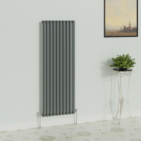 WarmeHaus Vertical Oval Single Anthracite Radiator 1600x590mm
