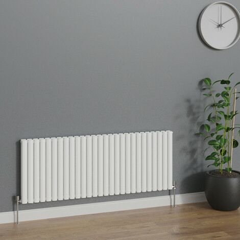 WarmeHaus Horizontal Oval Double Panel White Radiator 600x1593mm