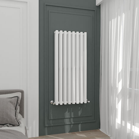 WarmeHaus White 1200x545mm Vertical Radiator Double Round Panel