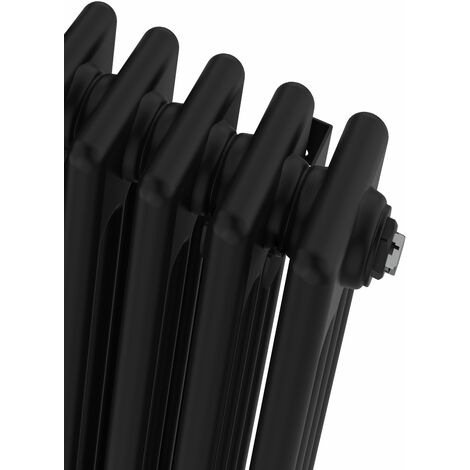 WarmeHaus Traditional Radiator 600x605mm Black 4 Column Heater