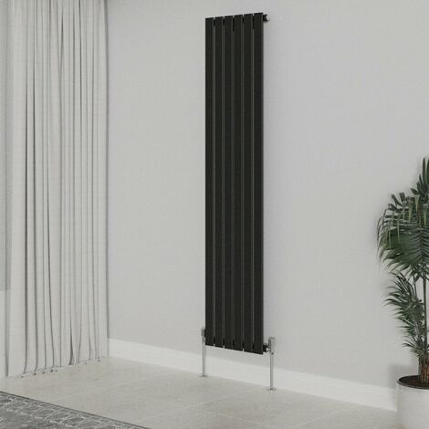 WarmeHaus Vertical 1800x408mm Flat Panel Radiator Black Single