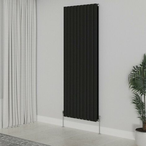 WarmeHaus Vertical 1800x680mm Flat Panel Radiator Black Double