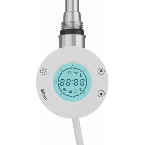 Flat Electric Towel Rail Thermostatic Timer White 800x450mm