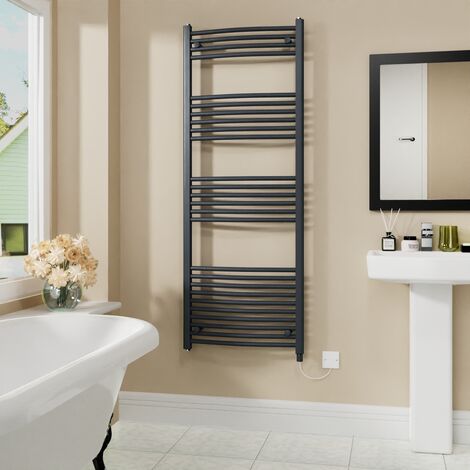 WarmeHaus Electric Curved Bathroom Radiator Anthracite 1600x600mm