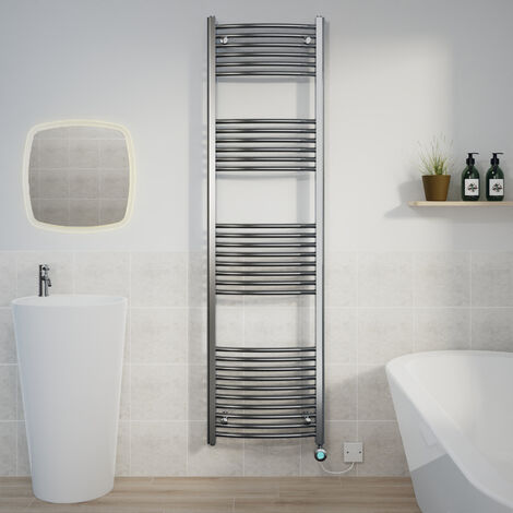 Curved Towel Rail Thermostatic Timer Chrome 1800x500mm 800W