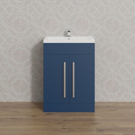 600mm Free Standing Vanity Unit Sink Bathroom Painted Matte Blue
