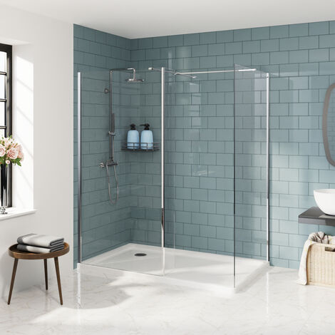 Aquariss 800+800 Wetroom Screen+215 Return Panel Chrome