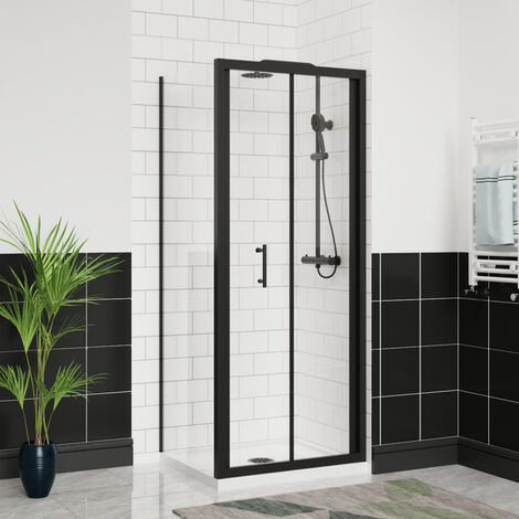 Aquariss Bifold Shower Door+Side Panel Black 700x760