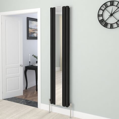 Warmehaus Black Oval Radiator Mirror Radiators Double Panel 1800x380mm