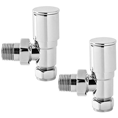 Warmehaus 15mm Twin Pack Angled Towel Radiator Valves Chrome
