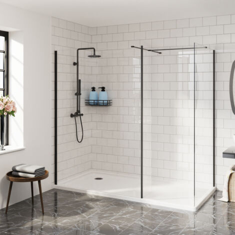 Aquariss 1100+1200 Wetroom Screen+300 Return Panel Black