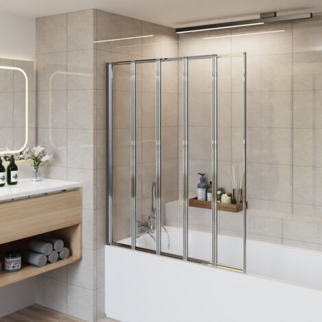 Aquariss 1400x1200mm Bathroom 5 Folding Panel Bath Shower Screen 4mm ...