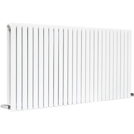 600 x 1594mm White Double Oval Tube Horizontal Radiator