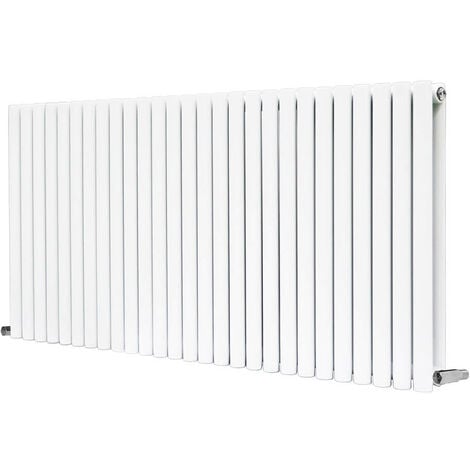 600 x 1594mm White Double Oval Tube Horizontal Radiator