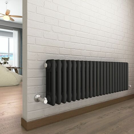 WarmeHaus Traditional Radiator Anthracite Triple Panel 300x1012mm