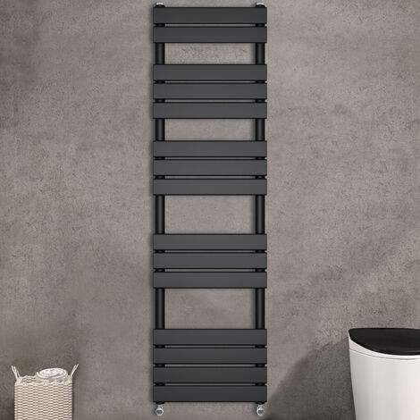 WarmeHaus Flat Panel Anthracite Bathroom Heated Towel Rail Ladder ...