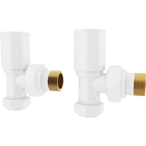 WarmeHaus 15mm Round Head Angled Radiator Valves White