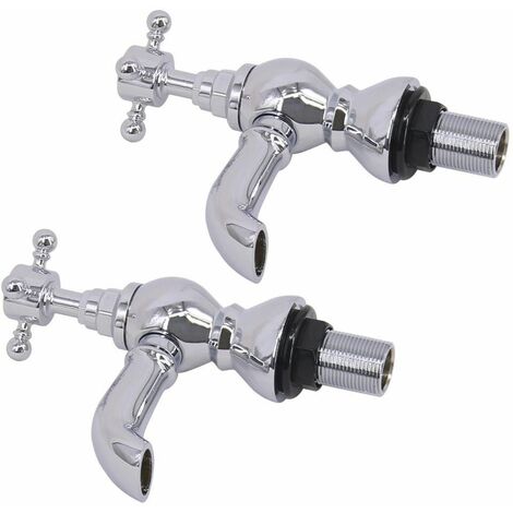 Aquariss Bath Tap Bathroom Twin Lever Chrome Brass Tub Taps