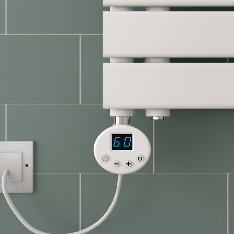 LCD Thermostatic Electric Heating Element & T-Piece White 300W