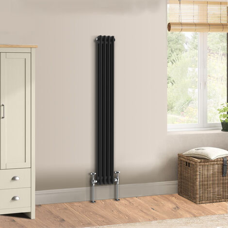 Warmehaus Traditional Black Radiator Double Column 1500 x 200mm