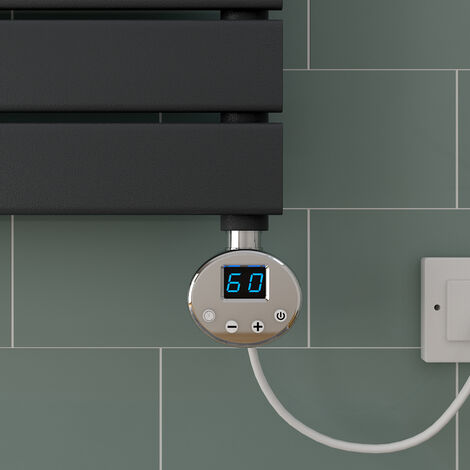 LCD Thermostatic Electric Heating Element & T-Piece Chrome 300W