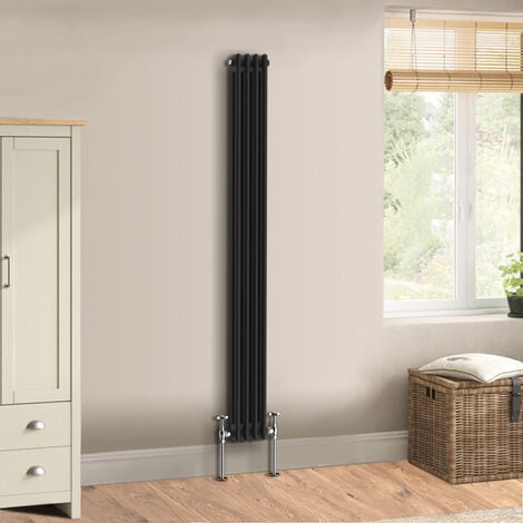 Warmehaus Traditional Black Radiator Double Column 1800 x 200mm