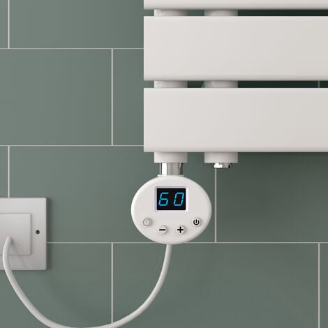 LCD Thermostatic Electric Heating Element & T-Piece White 400W