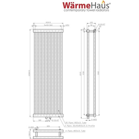 Warmehaus Design Radiators Vertical Double Rads Central Heating ...