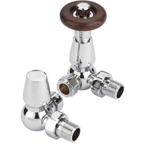 WarmeHaus Traditional 15mm TRV Angled Radiator Valves Chrome