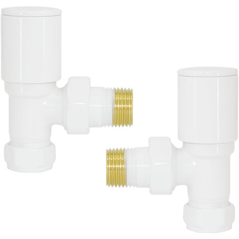Warmehaus 15mm Pair of Radiator Valve Angled White