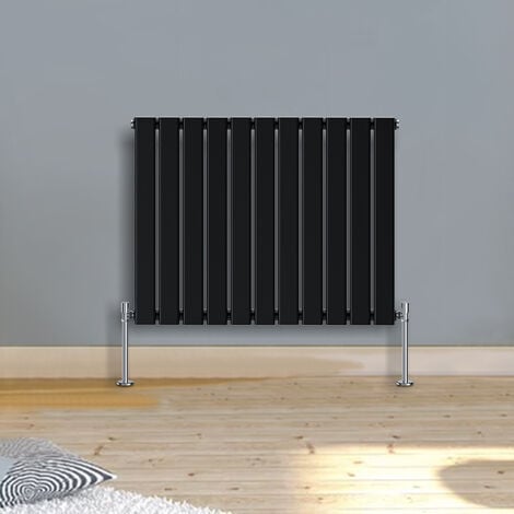 Warmehaus Horizontal Radiator Flat Panel Single Black 600x750mm