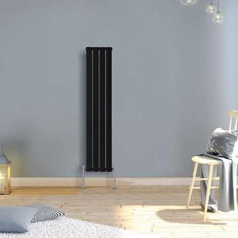 Warmehaus Vertical Radiator Flat Panel Single Black 1600x274mm