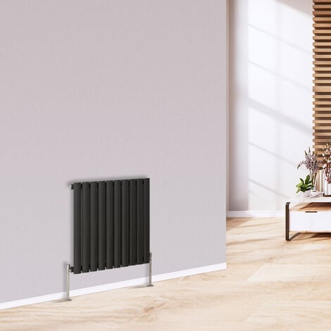 Warmehaus Horizontal Radiator Oval Single Anthracite 600 x 591mm