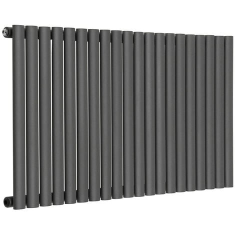Warmehaus Horizontal Radiator Oval Single Anthracite 600 x 1181mm