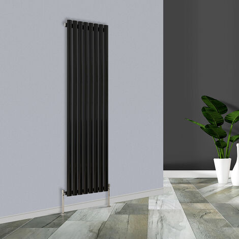 Warmehaus Black Vertical Single Oval Panel Radiator 1800x472mm