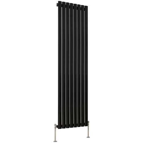 Warmehaus Black Vertical Single Oval Panel Radiator 1800x472mm