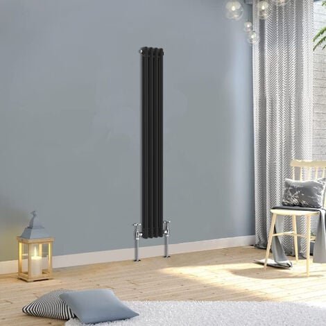 Warmehaus Traditional Double Black Tall Radiator 1500x200mm