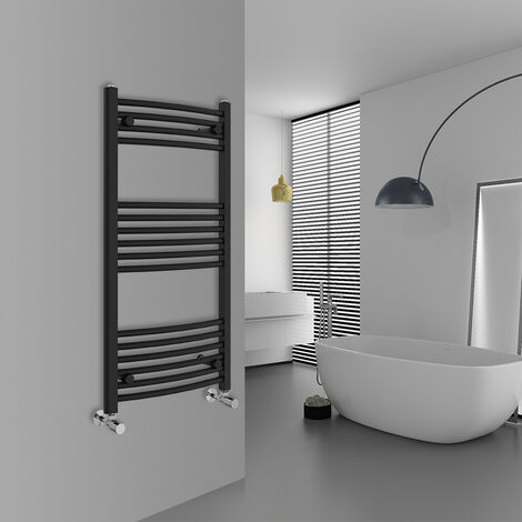 WarmeHaus Curved Black Bathroom Ladder Radiator 1000x500mm
