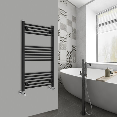 WarmeHaus Straight Black Bathroom Ladder Radiator 1000x600mm