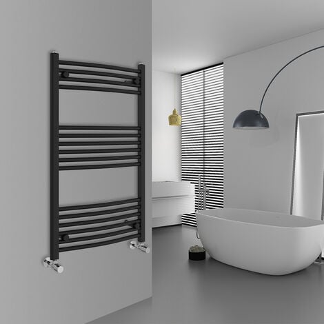 WarmeHaus Curved Black Bathroom Ladder Radiator 1000x600mm