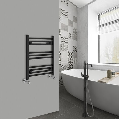 WarmeHaus Straight Black Bathroom Ladder Radiator 600x500mm