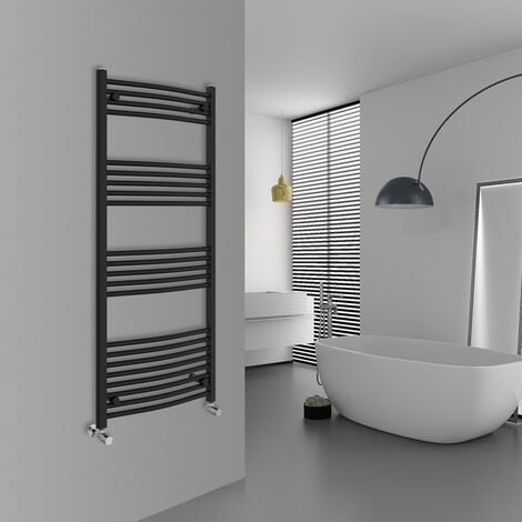 WarmeHaus Curved Black Bathroom Ladder Radiator 1400x600mm