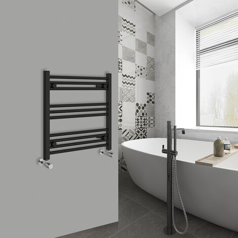WarmeHaus Straight Black Bathroom Ladder Radiator 600x600mm