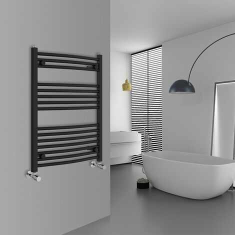 WarmeHaus Curved Black Bathroom Ladder Radiator 800x600mm