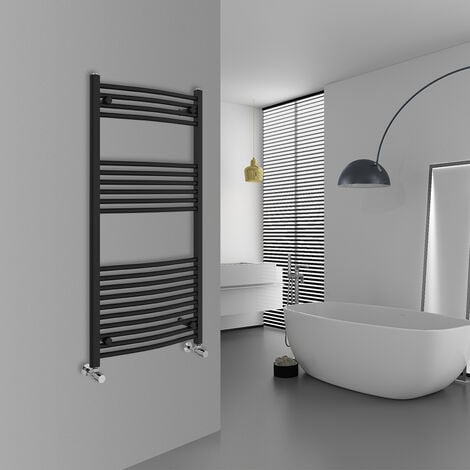 WarmeHaus Curved Black Bathroom Ladder Radiator 1200x600mm