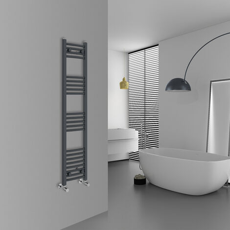 WarmeHaus Curved Anthracite Bathroom Ladder Radiator 1400x300mm